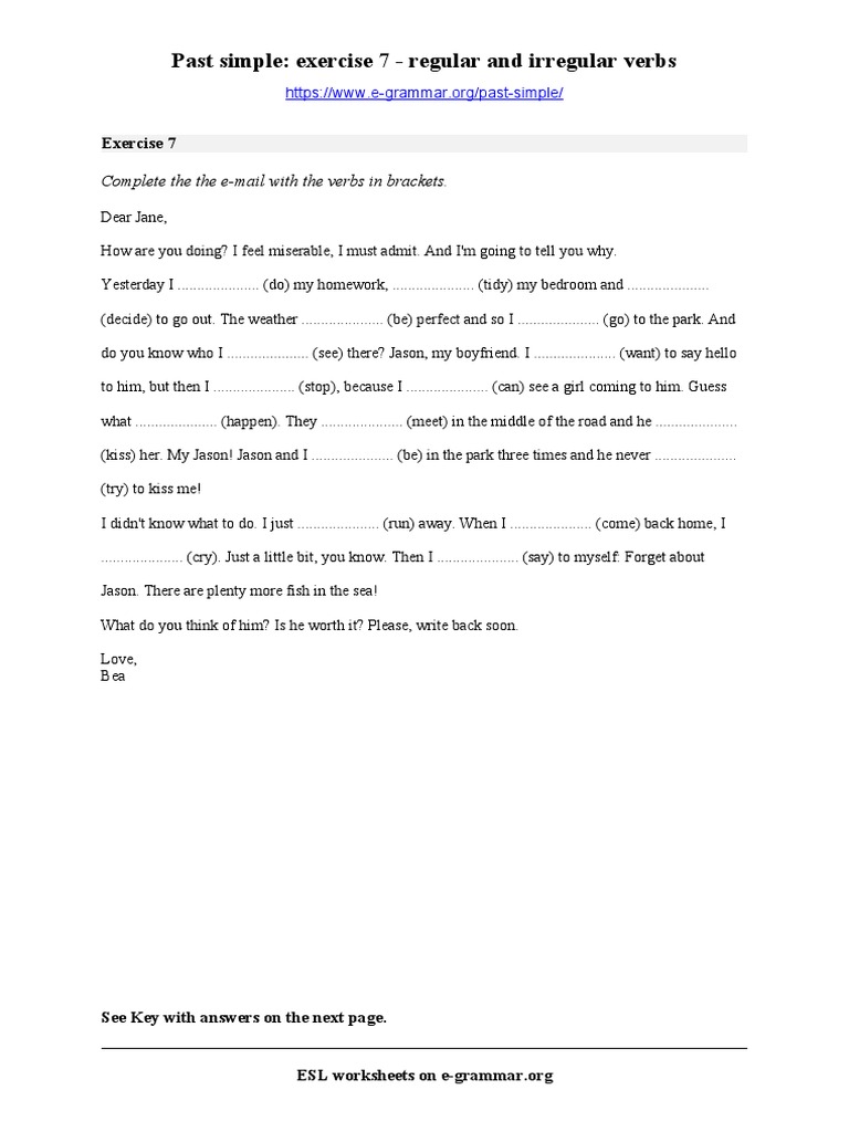 Past Simple Exercise 7 | PDF