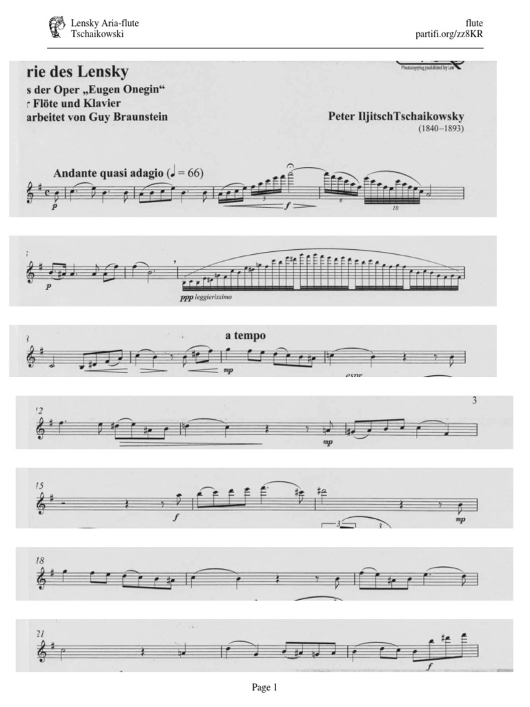 Tschaikowski Lensky Aria Flute PDF | PDF | Art | Classics