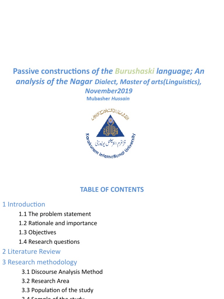 Passive Constructions of The Burushaski Language (Autosaved) | PDF ...