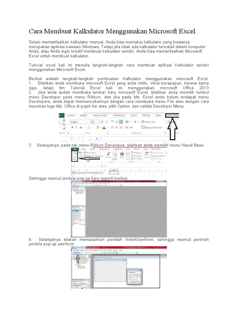 Cara Membuat Kalkulator Menggunakan Microsoft Excel | PDF