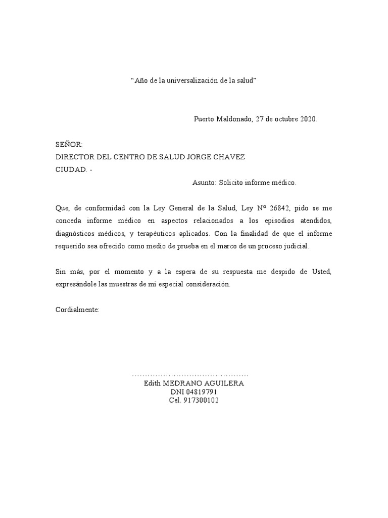 Solicito Informe Medico | PDF
