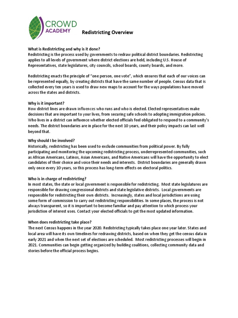 Redistricting Overview | PDF | Redistricting | Gerrymandering