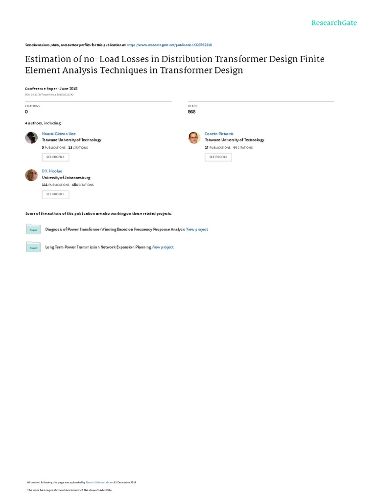 Estimation of No-Load Losses in Distribution Transformer Design Finite Element Analysis ...