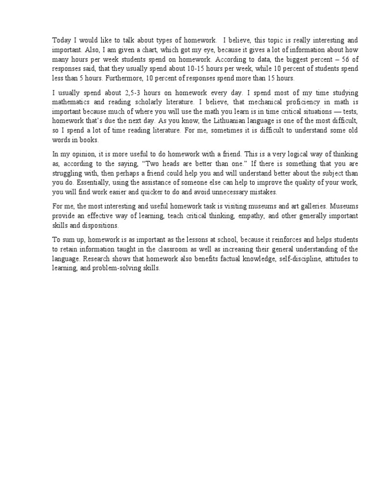 Homework Pie Chart Monologue | PDF