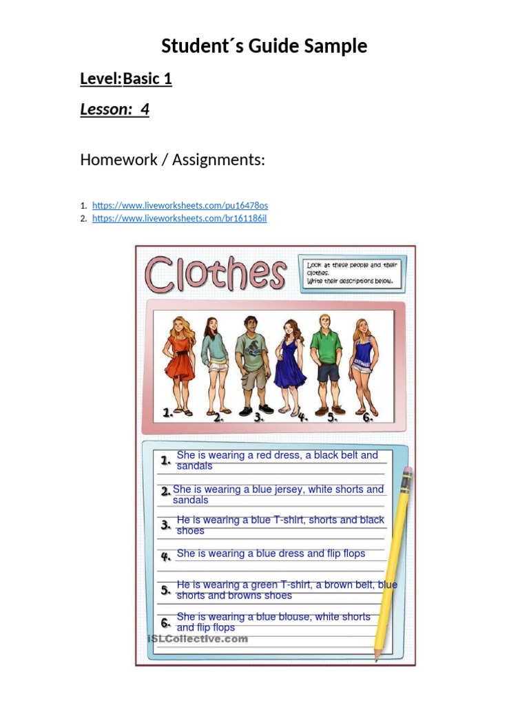 Student S Guide Sample: Lesson: 4 | PDF | Clothing | Shoe