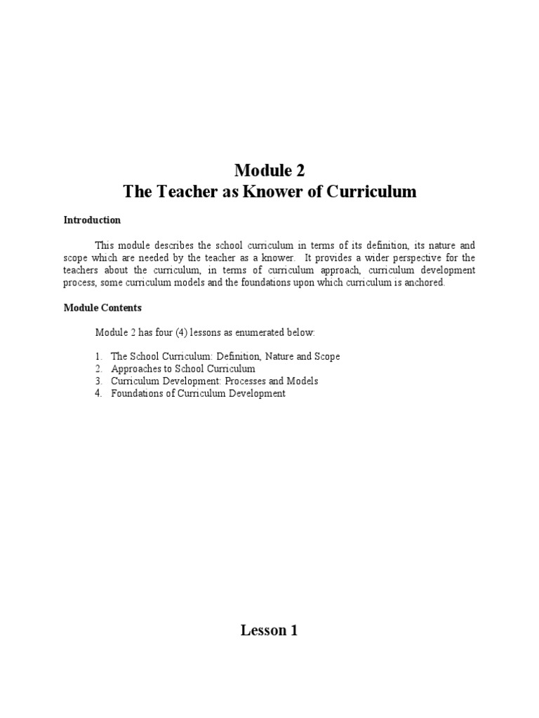 M2 - Lesson 1 The School Curriculum | PDF | Curriculum | Schools