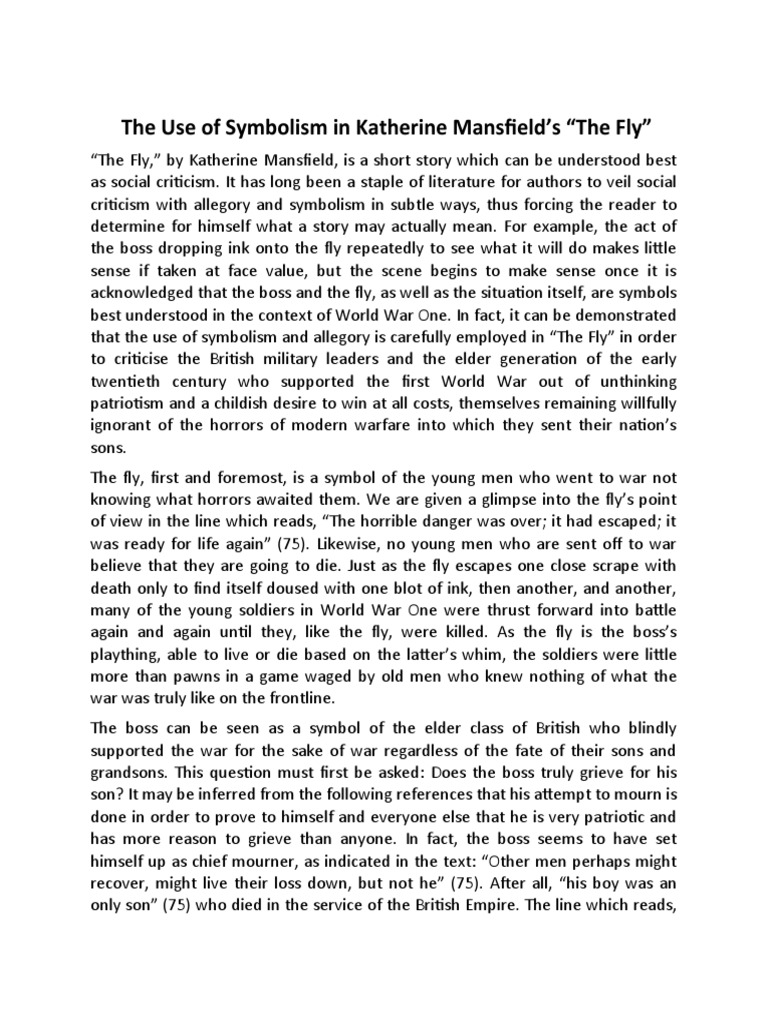 THE FLY The Use of Symbolism in Katherine Mansfield | PDF