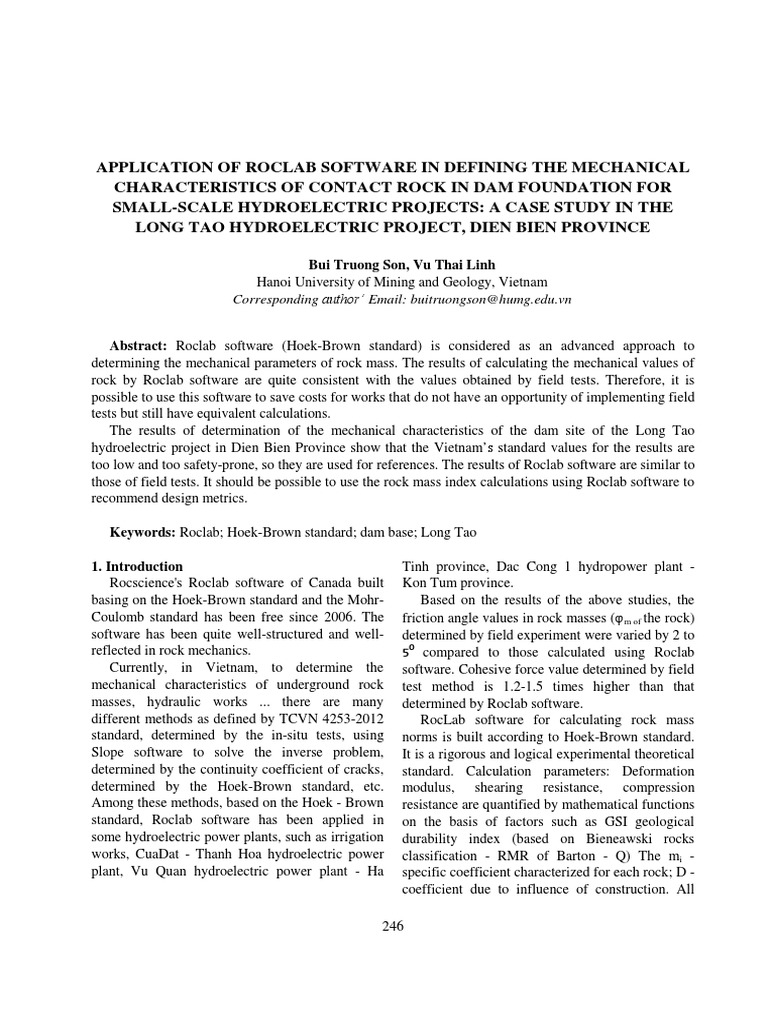 Application of Roclab Software in Defining The Mechanical ...