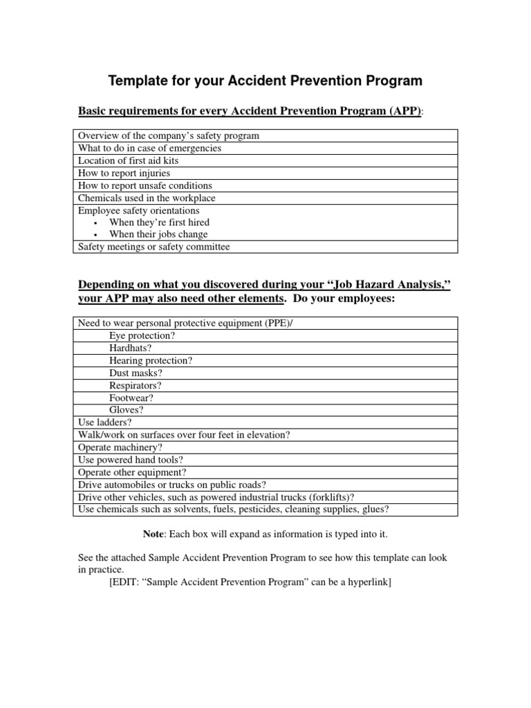 Accident Prevention Template | PDF | Personal Protective Equipment | Safety