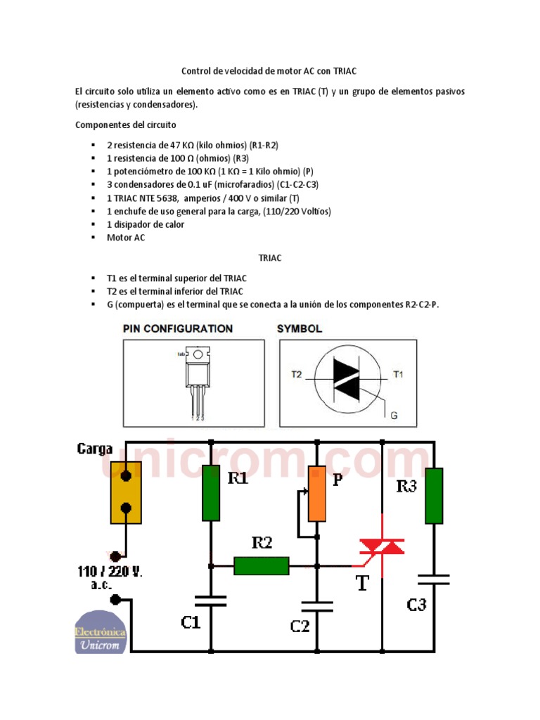 Control de velocidad de motor AC con TRIAC y descripción de ...