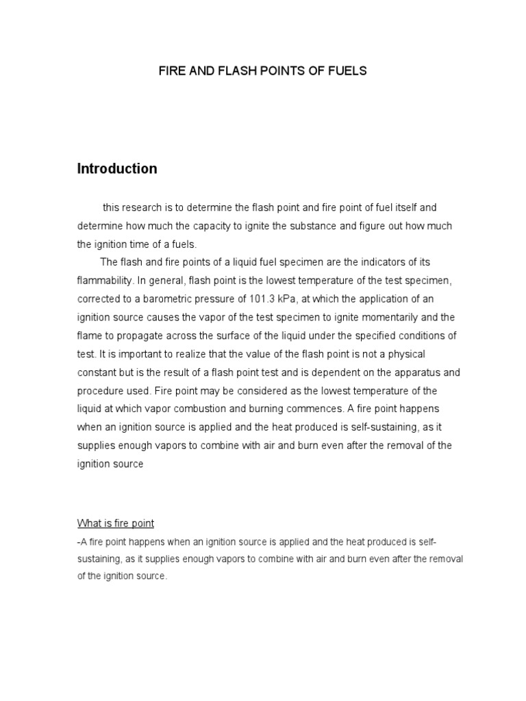 Fire and Flash Points of Fuel Group1 | PDF | Science & Mathematics