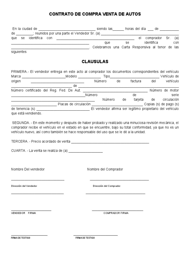 Formato de Compraventa de Un Vehículo | PDF | Ventas | Business