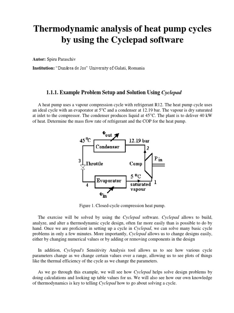 Thermodynamic Analysis of Heat Pump Cycles by Using The Cyclepad ...