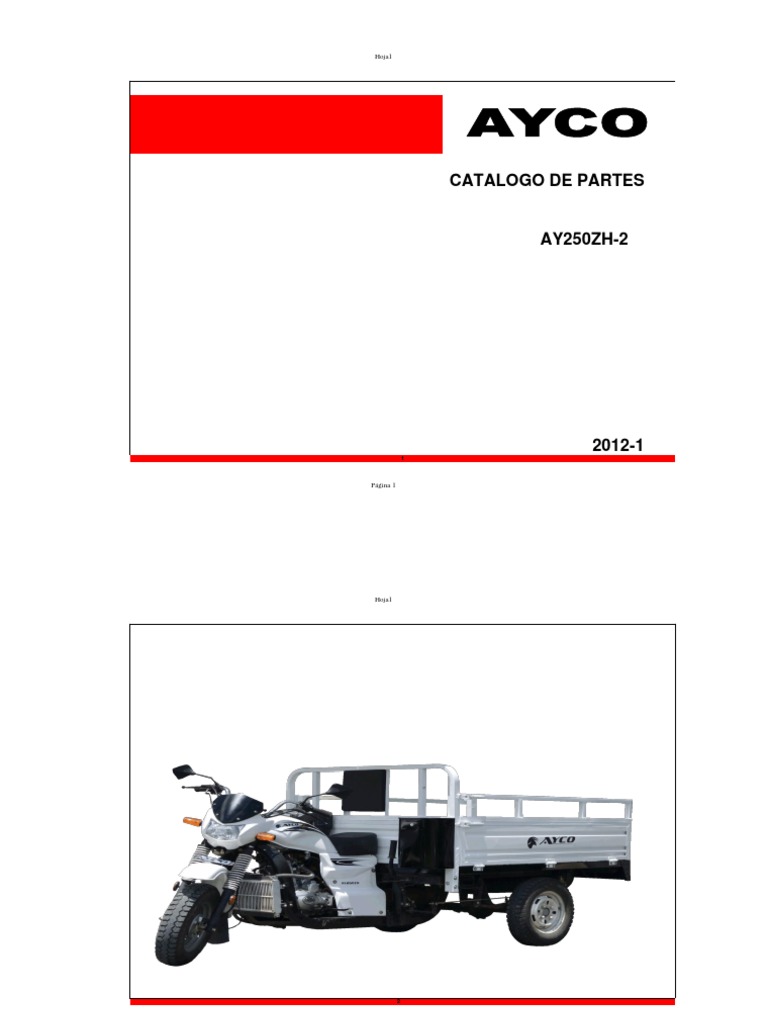 Catálogo De Partes Motocarro Ay250zh 2 Pdf Partes De Vehículo