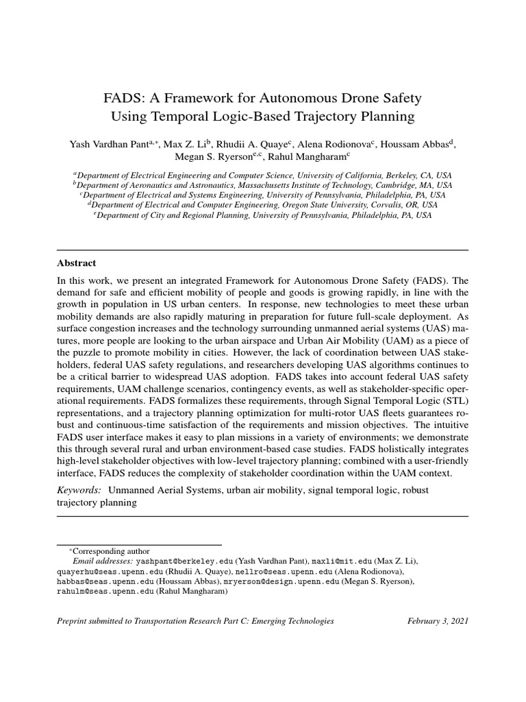 A Framework for Integrating Autonomous Drone Safety Requirements with Temporal Logic-Based ...