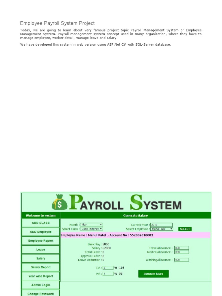 Employee Payroll System Project | PDF | Payroll | Information Technology Management