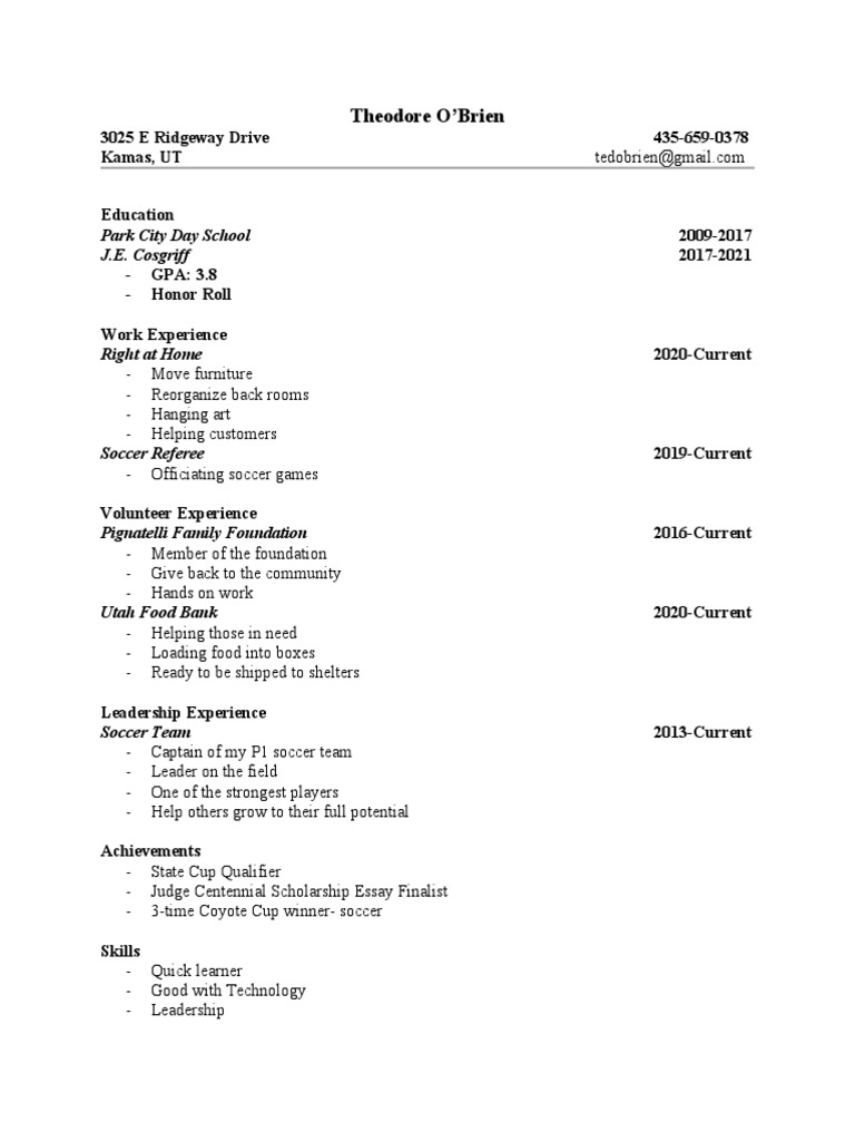 Resume - Ted Obrien | PDF