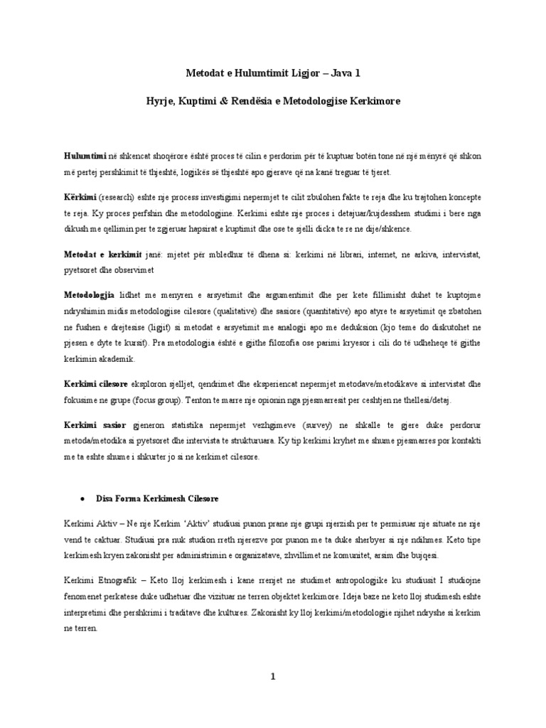 Metodat e Hulumtimit Ligjor - Java 1 Hyrje, Kuptimi & Rendësia e ...