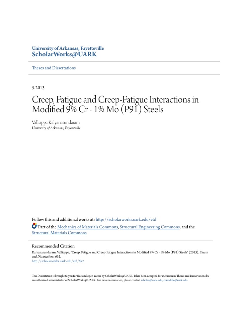 Creep Fatigue and Creep-Fatigue Interactions in Modified 9% CR ...