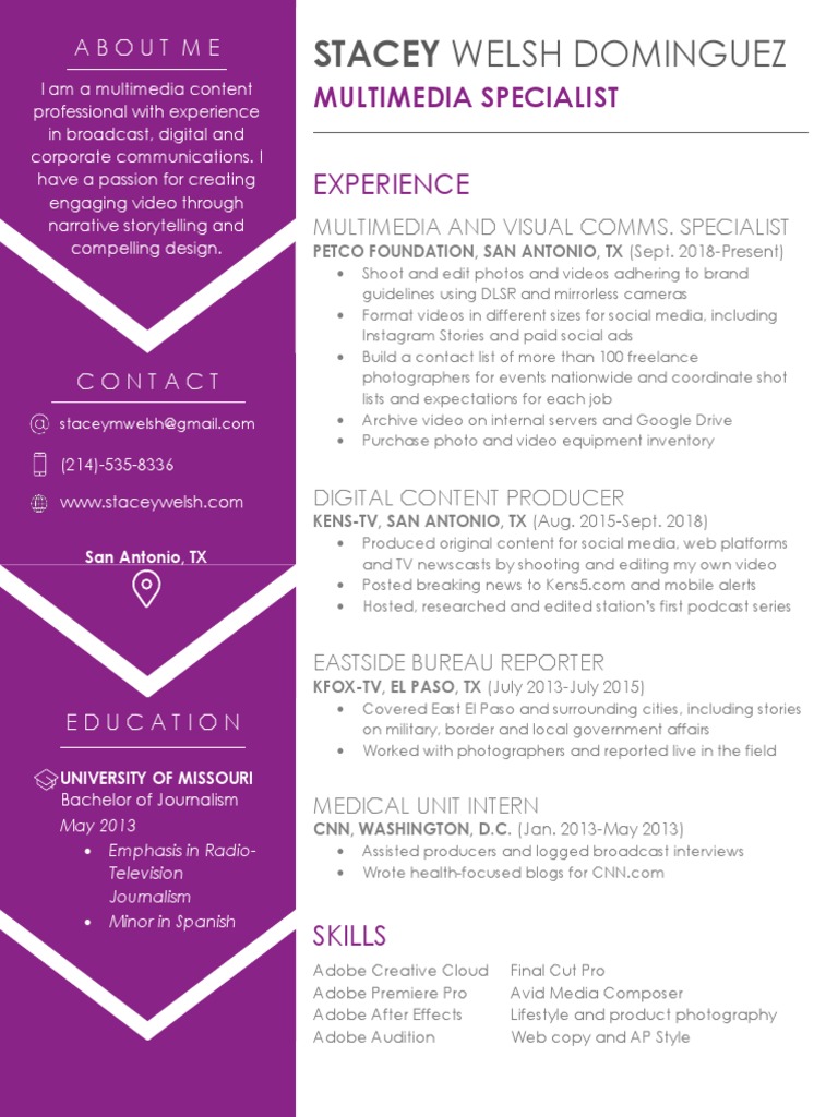 Stacey Welsh Dominguez Resume | PDF | Cnn | Multimedia