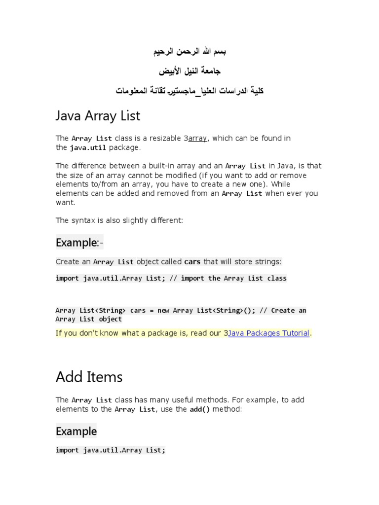 Java Array List: Add Items | PDF | Array Data Structure | Theoretical ... Java Array List: Add Items | PDF | Array Data Structure | Theoretical ...