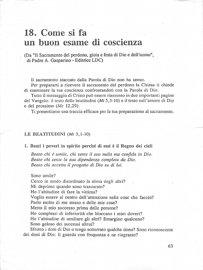 Schema Di Esame Di Coscienza | PDF