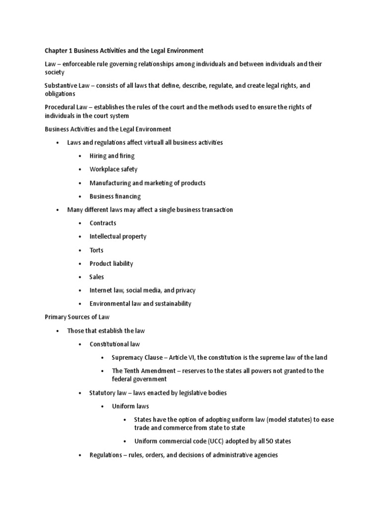 Chapter 1 Business Activities and The Legal Environment | PDF | Lawsuit ...