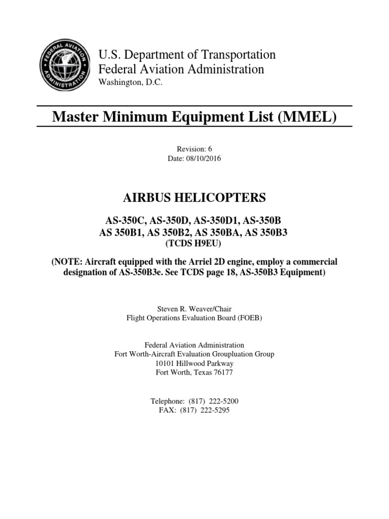 Airbus AS-350 MMEL Revision 6 | PDF | Flight Recorder | Aerospace