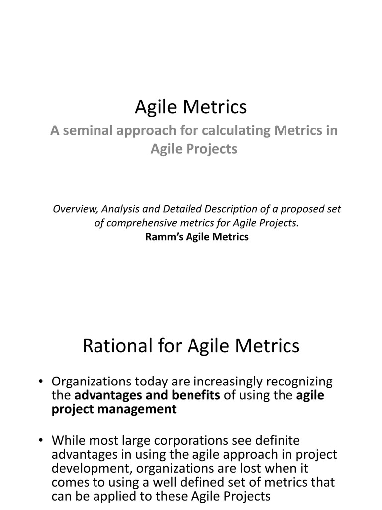 Agile Metrics A Seminal Approach For Calculating Metrics In Agile
