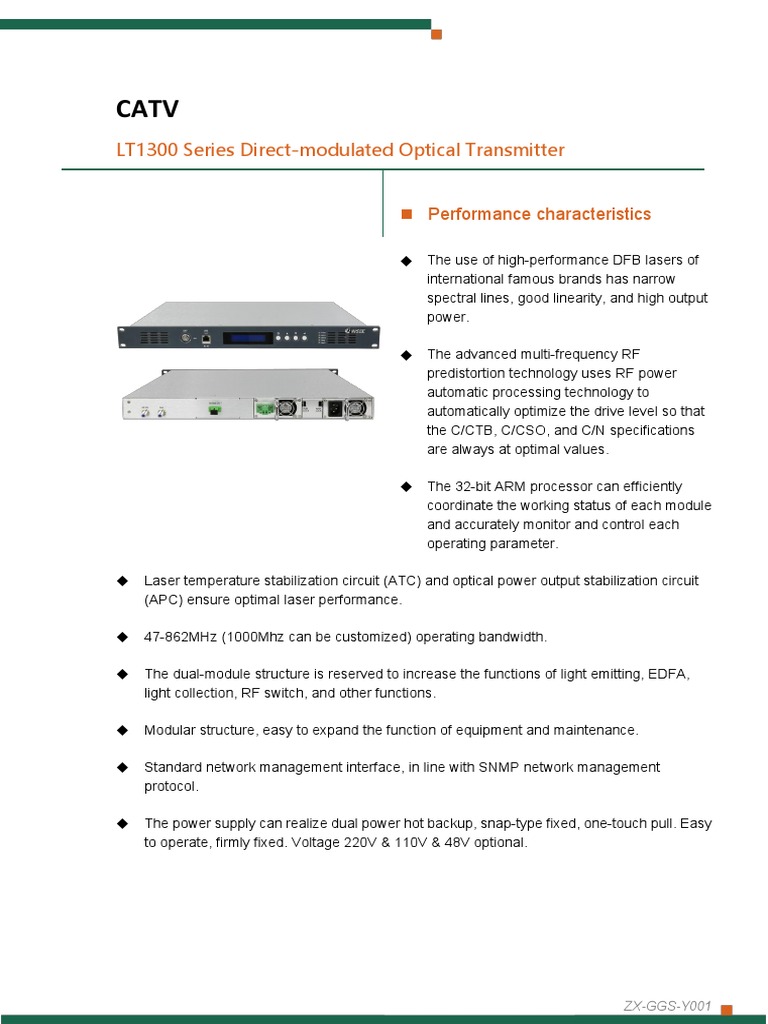 LT1300 Series Direct-Modulated Optical Transmitter | PDF | Fiber To The ...