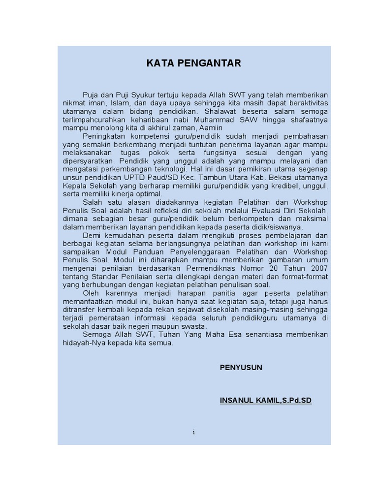 Kata Pengantar & Daftar Isi Modul Pelatihan Dan Workshop 2013 | PDF