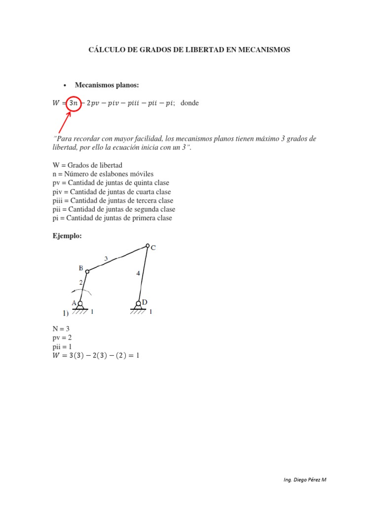 Cálculo De Grados De Libertad En Mecanismos Pdf Métodos Y 7087