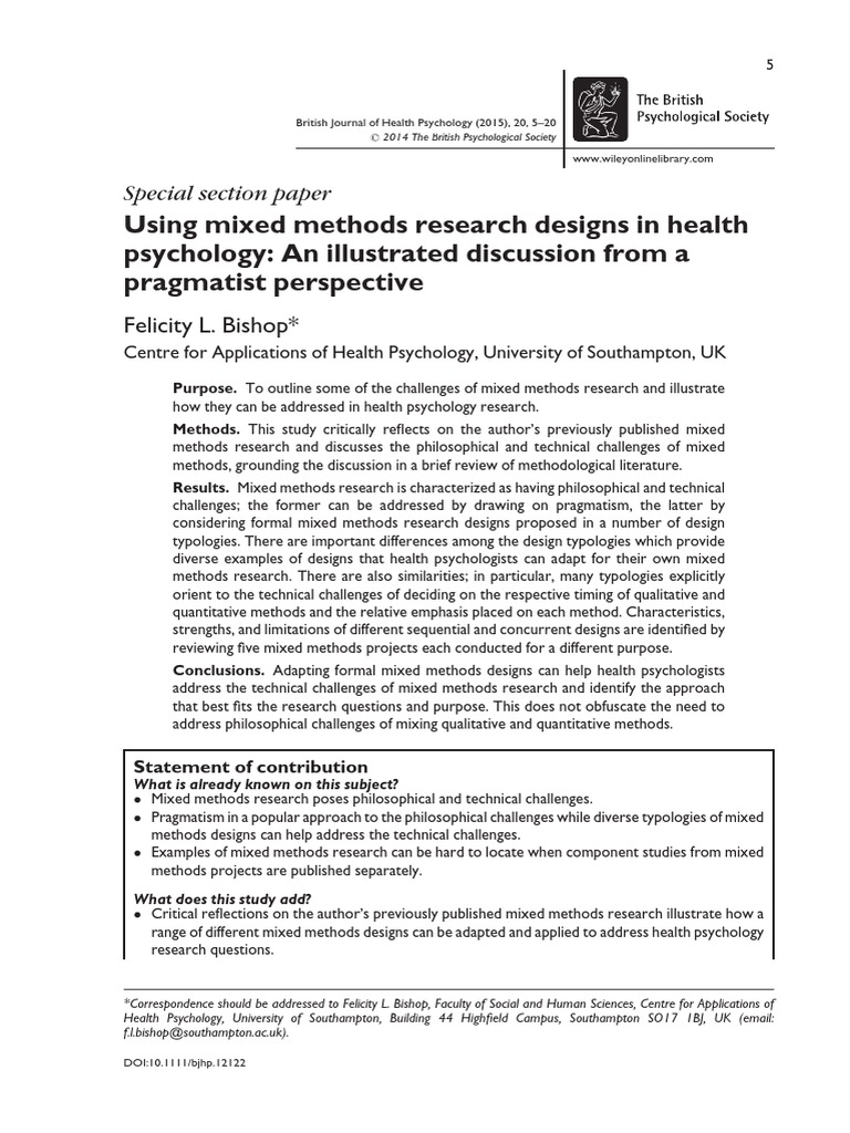 Using Mixed Methods Research Designs in Health Psy | PDF | Qualitative ...