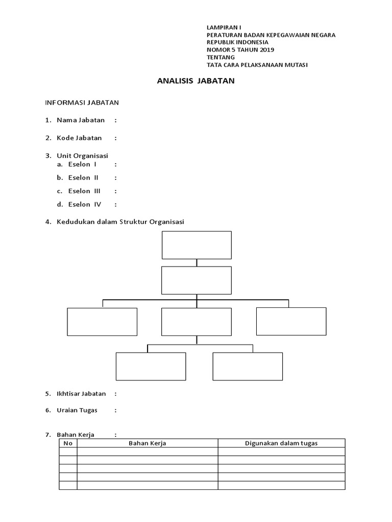 Formulir Peraturan BKN No 5 Tahun 2019 | PDF