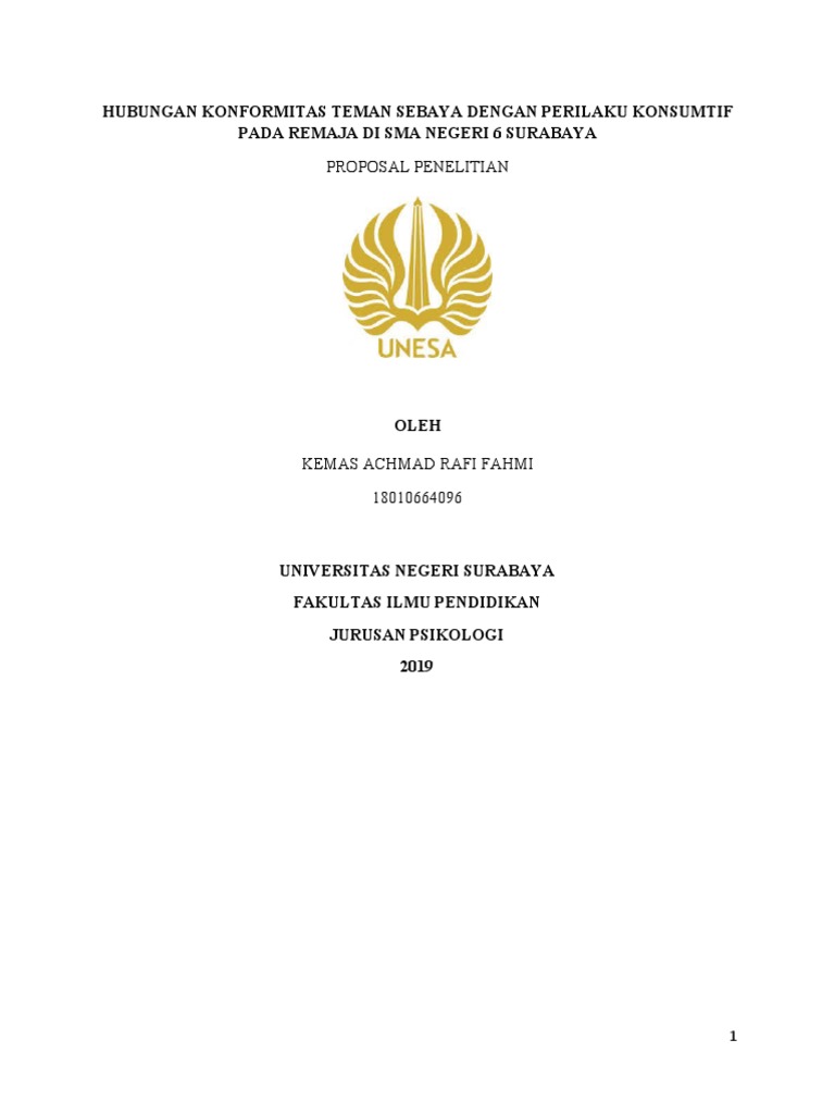 Hubungan Antara Konformitas Teman Sebaya Dengan Perilaku Konsumtif Pada Remaja Di SMA Negeri 6 ...