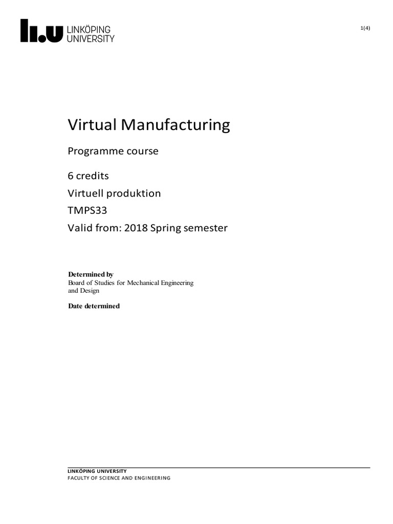 Syllabus Virtual Manufacturing | PDF | Simulation | Mechanical Engineering