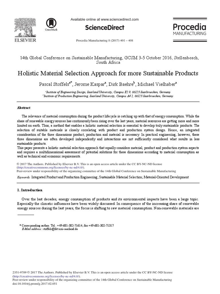Holistic Material Selection Approach For More Sustainable Products ...