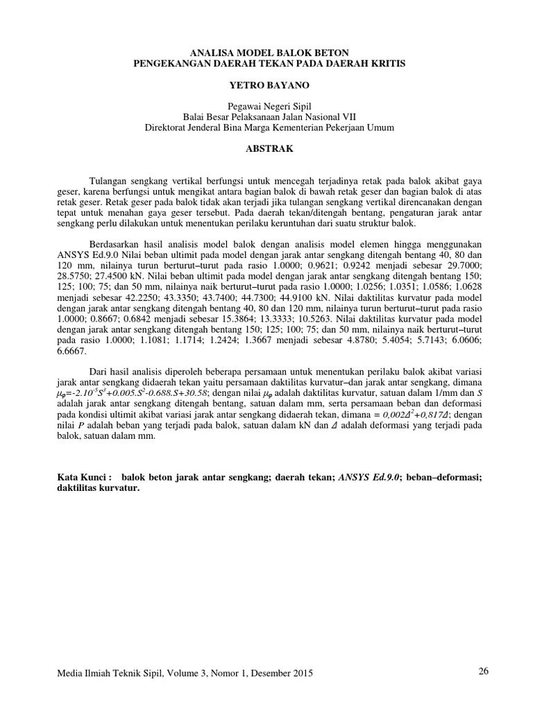Fak - Teknik Vol4 No1 Part317 Analisa Model Balok Beton | PDF
