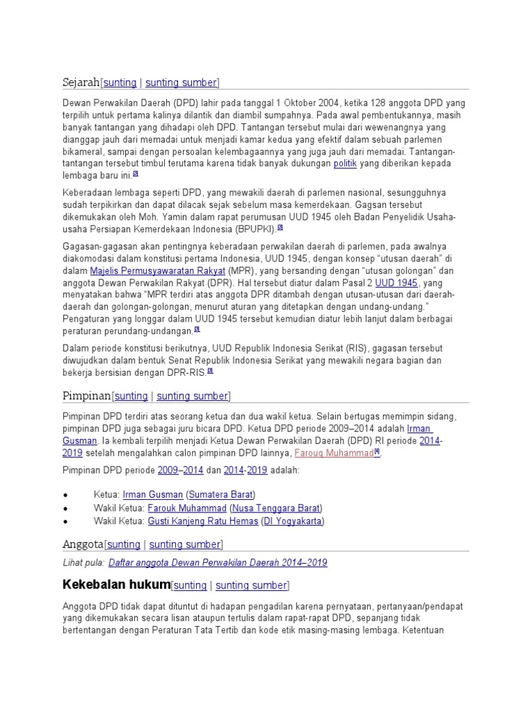 Sejarah dan Struktur DPD RI | PDF