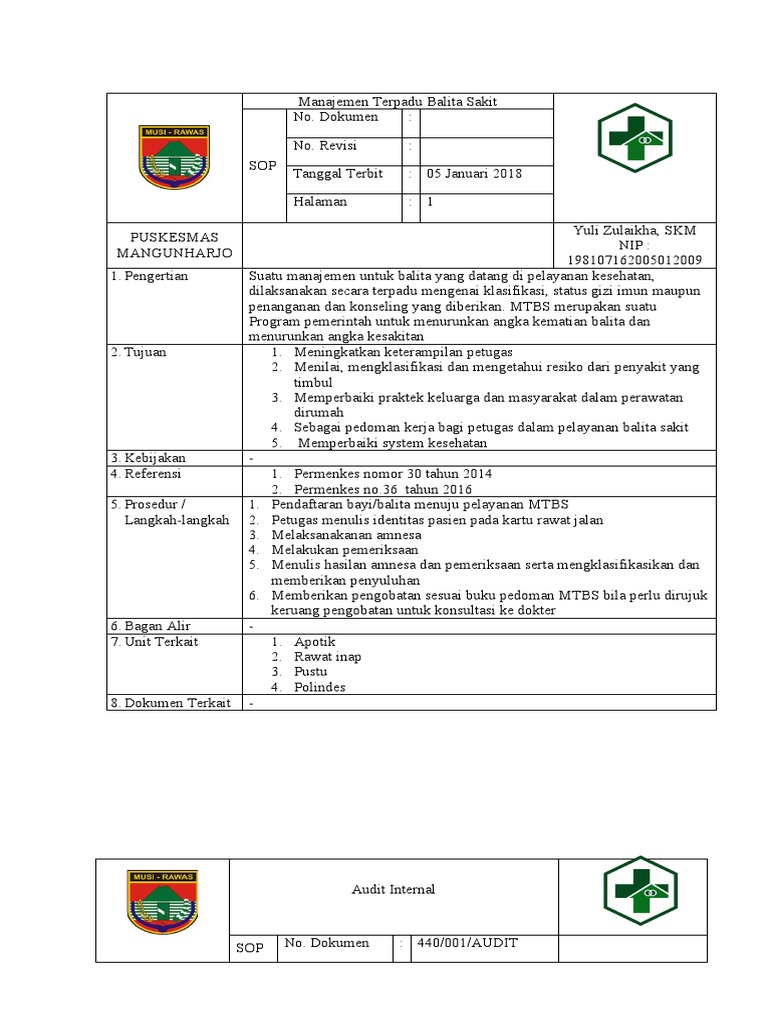 Sop MTBS Dan Audit Fix 2018 | PDF