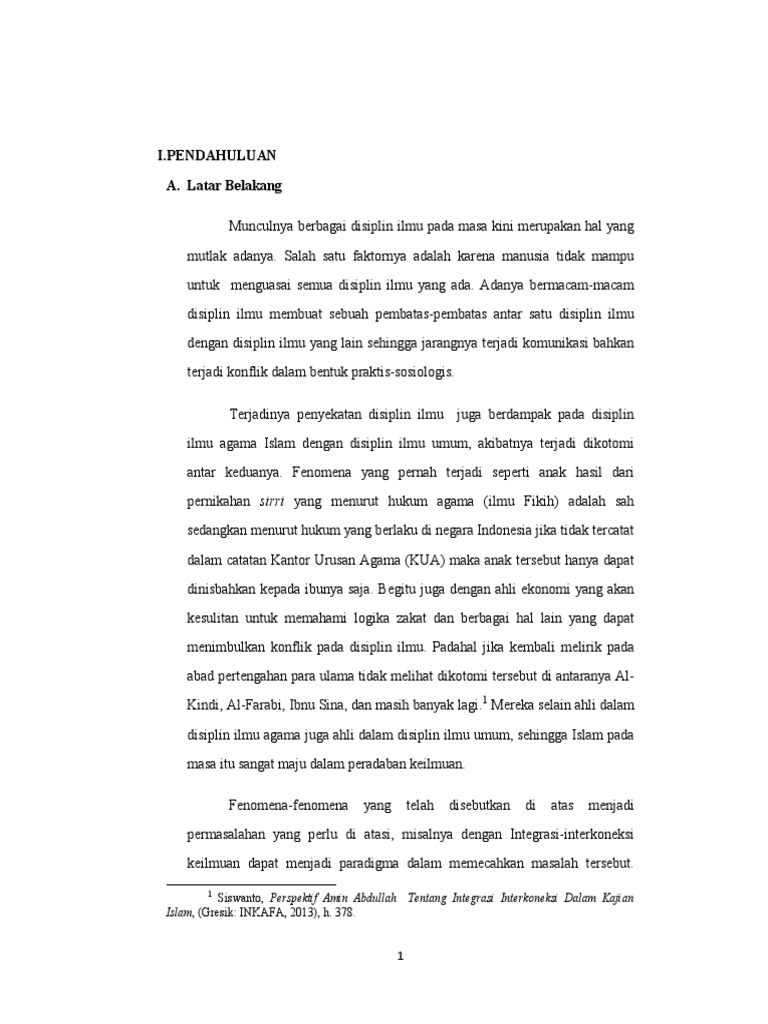 Integrasi Interkoneksi dalam Studi Islam | PDF