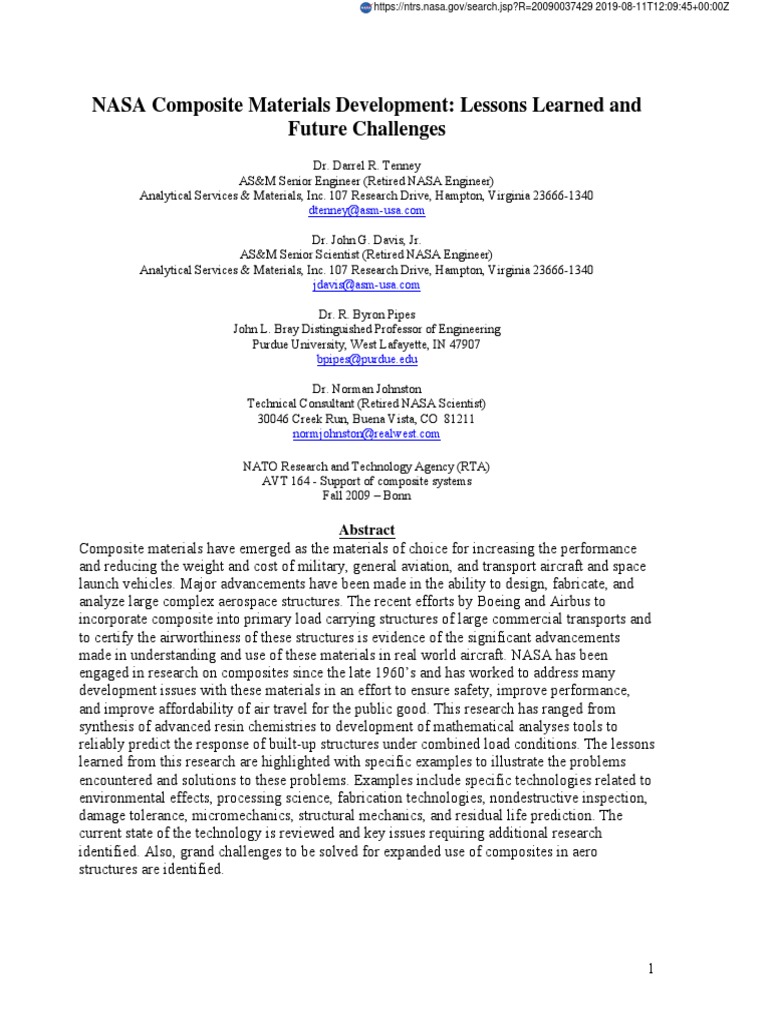 NASA Composite Materials Development | PDF | Nondestructive Testing ...