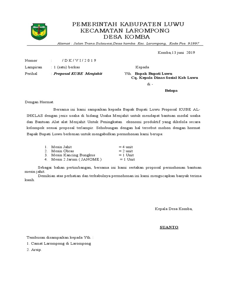 Contoh Proposal Kelompok Usaha Bersama Kube 43 | PDF