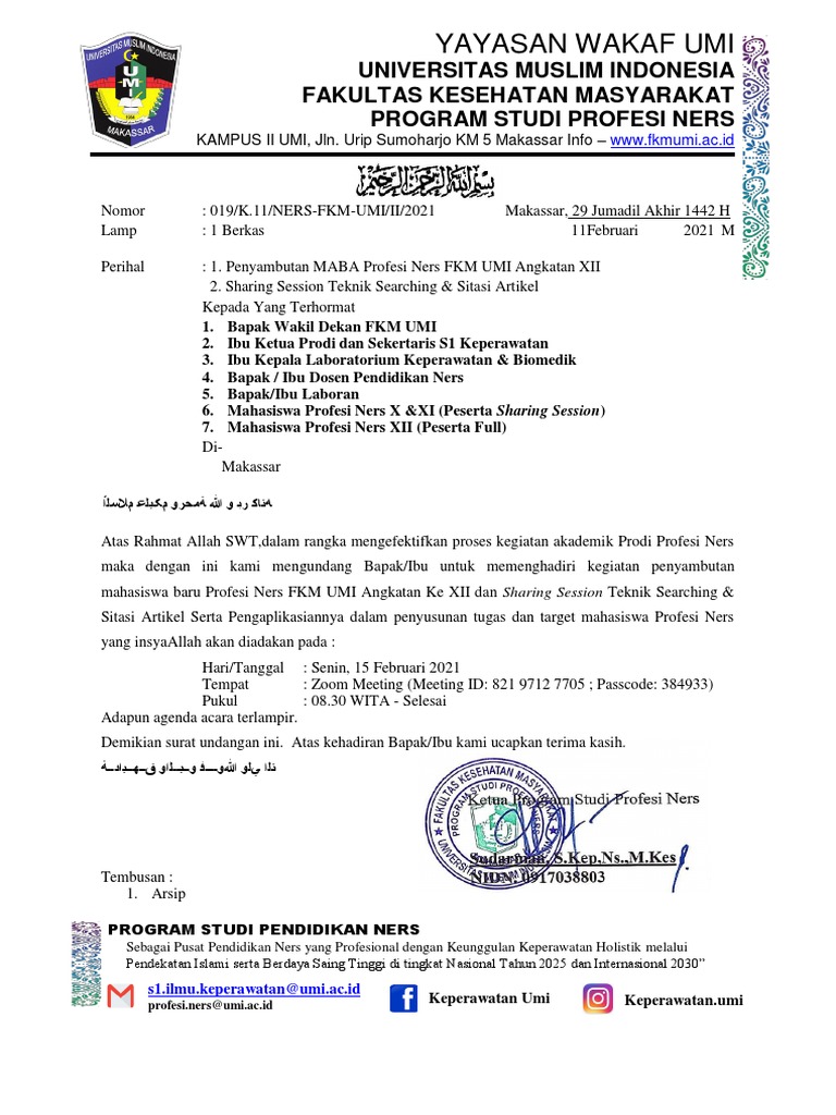 19 Surat Undangan Penyambutan Dan Sharing Session - 1 | PDF