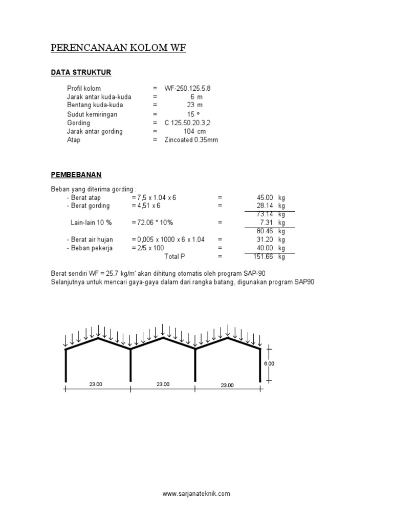 Perencanaan dan Kontrol Kolom WF | PDF