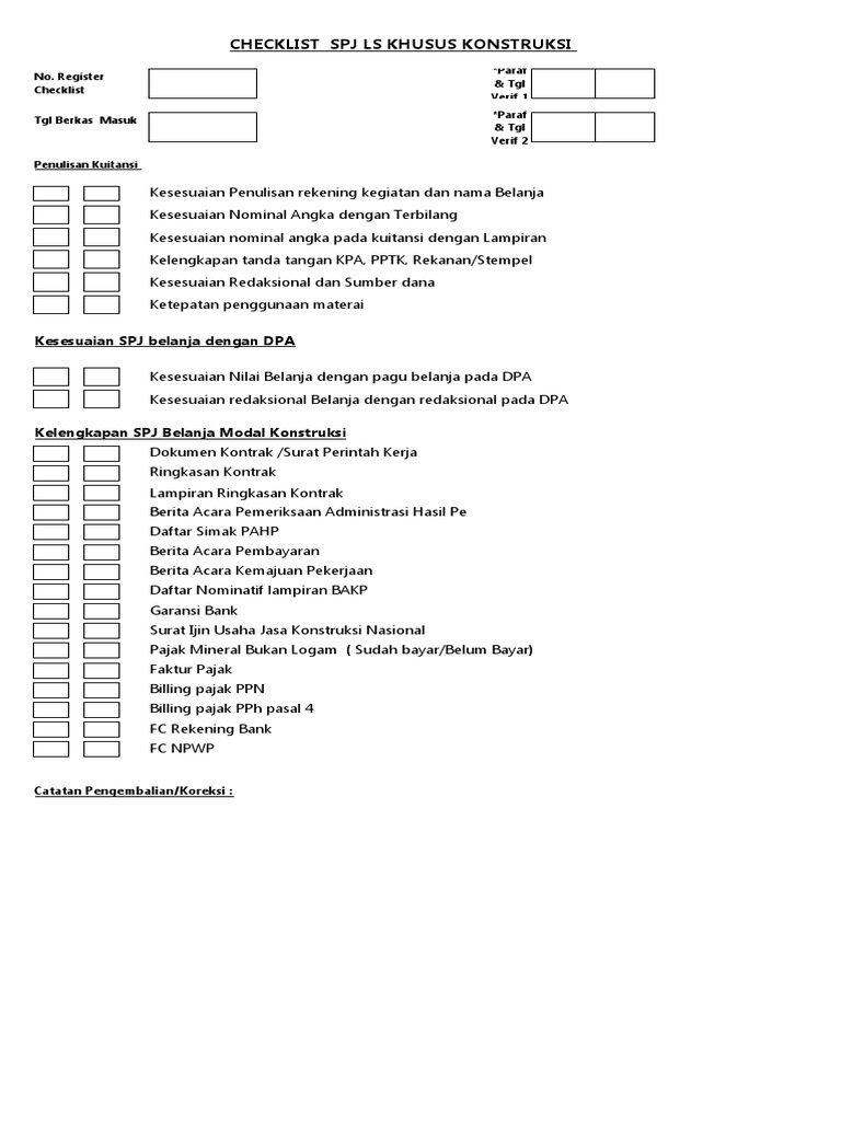 Checklist SPJ untuk Verifikator | PDF | Pengelolaan Keuangan & Uang