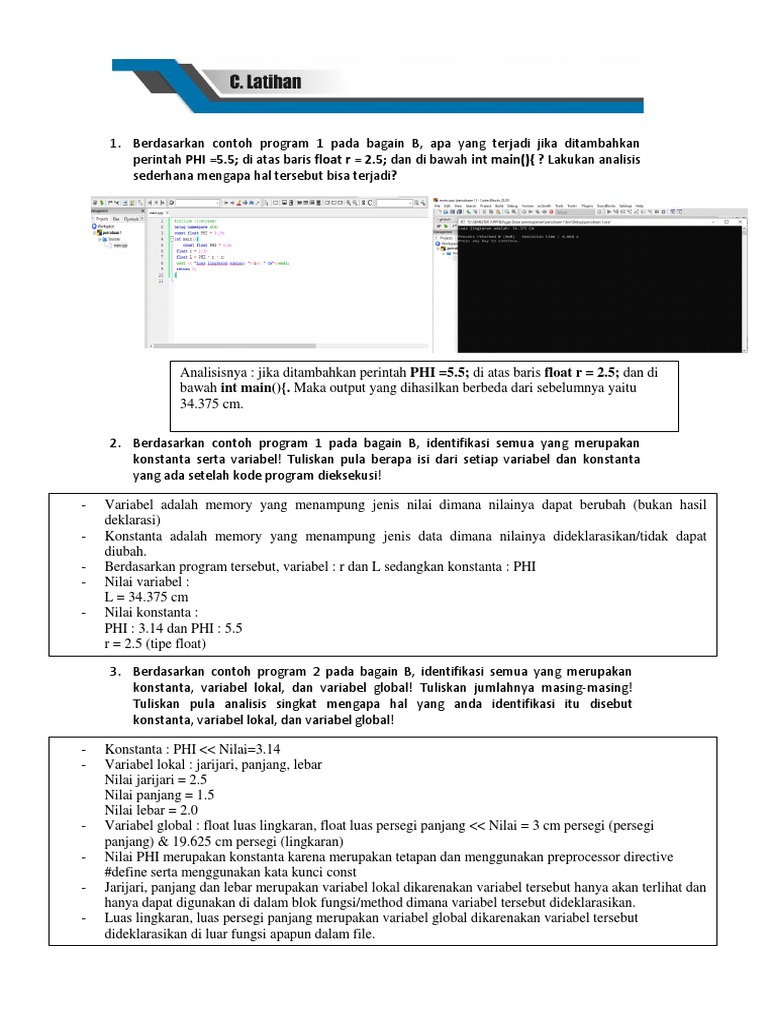 Latihan Teori Dasar Pemrograman | PDF