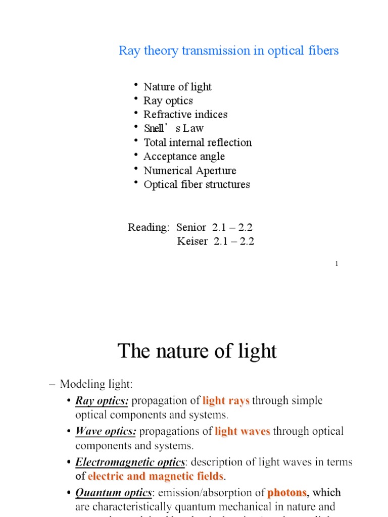 Ray Theory Transmission in Optical Fibers | PDF | Optical Fiber | Optics