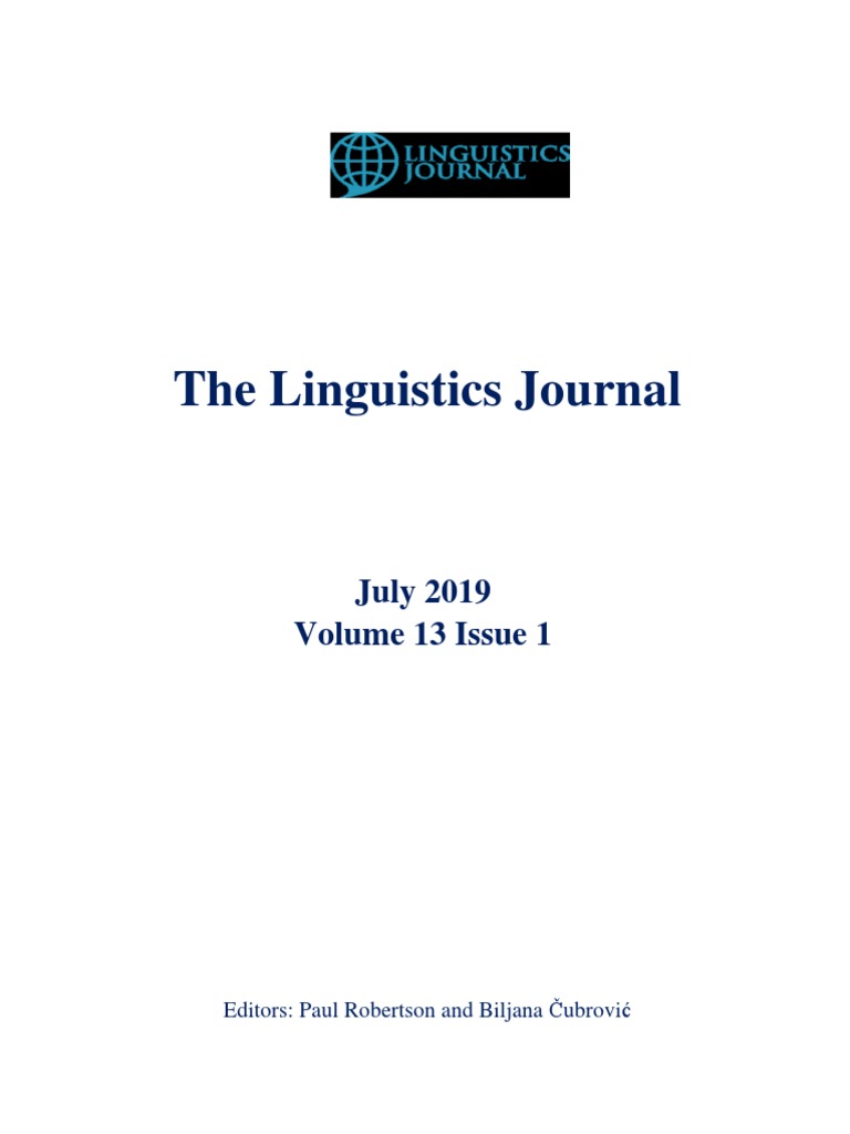 The Linguistics Journal: July 2019 Volume 13 Issue 1 | PDF | Sales ...