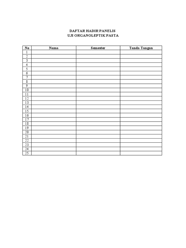 Daftar Hadir Panelis | PDF